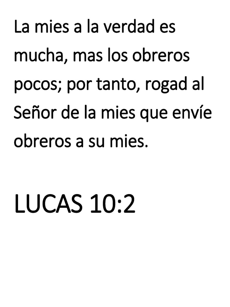 La Mies y los Obreros en Lucas 10:2 | PDF
