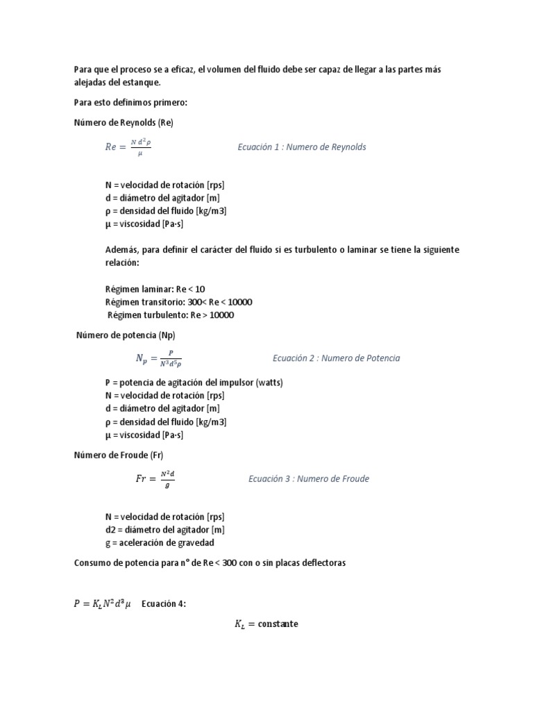 Ecuación 1: Numero de Reynolds | PDF | Viscosidad | Numero Reynolds