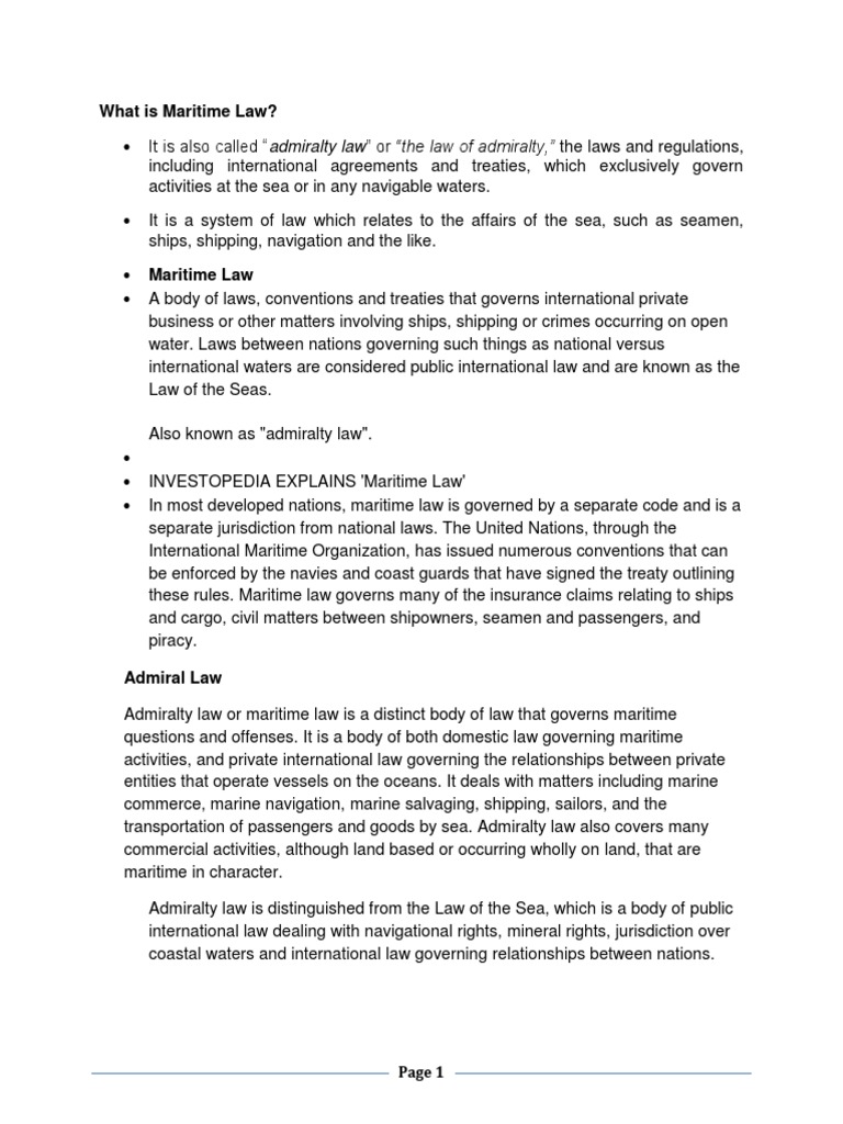 What Is Maritime Law | PDF | Territorial Waters | Admiralty Law