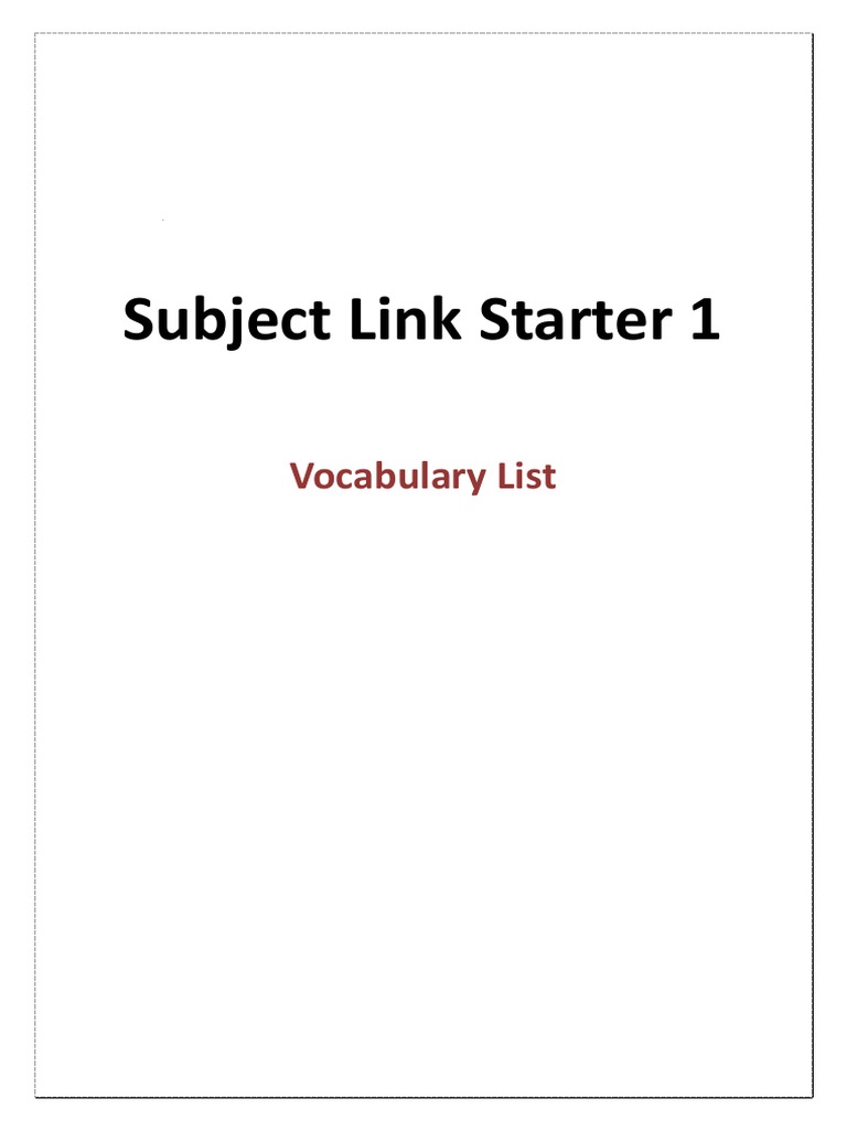 Subject Link Starter 1 Word List | PDF | Verb | Noun