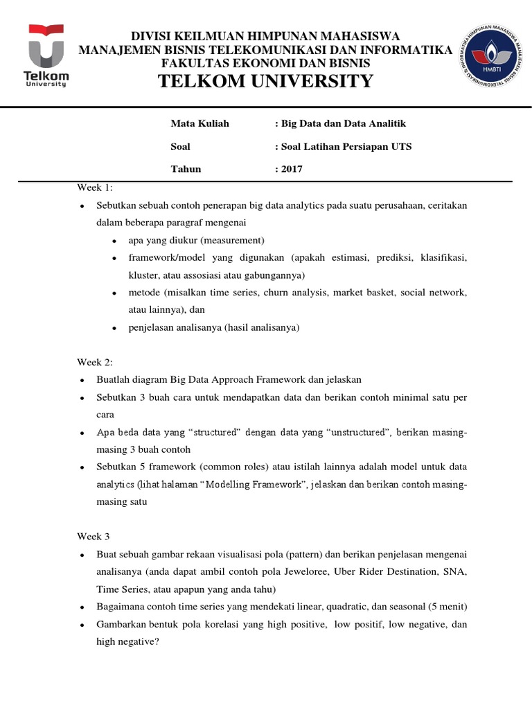 Soal Latihan Persiapan UTS BIG DATA | PDF