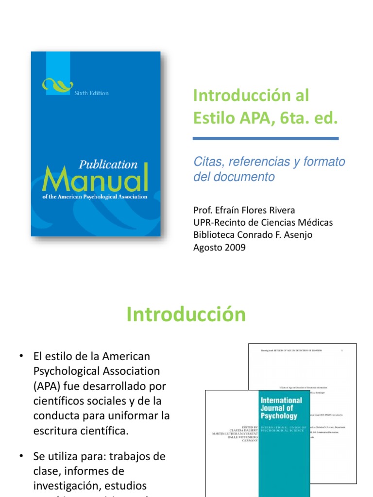 Introduccion APA 6ta Ed (V Recortada) | PDF | Estilo apa | Comunicación ...