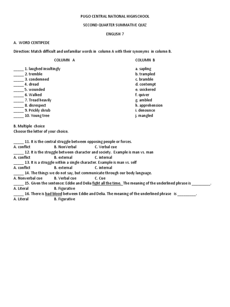 G7 - Second Quiz 1 | PDF