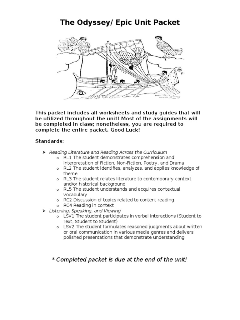 The Odyssey Packet Spr 10 2 | Penelope | Odysseus