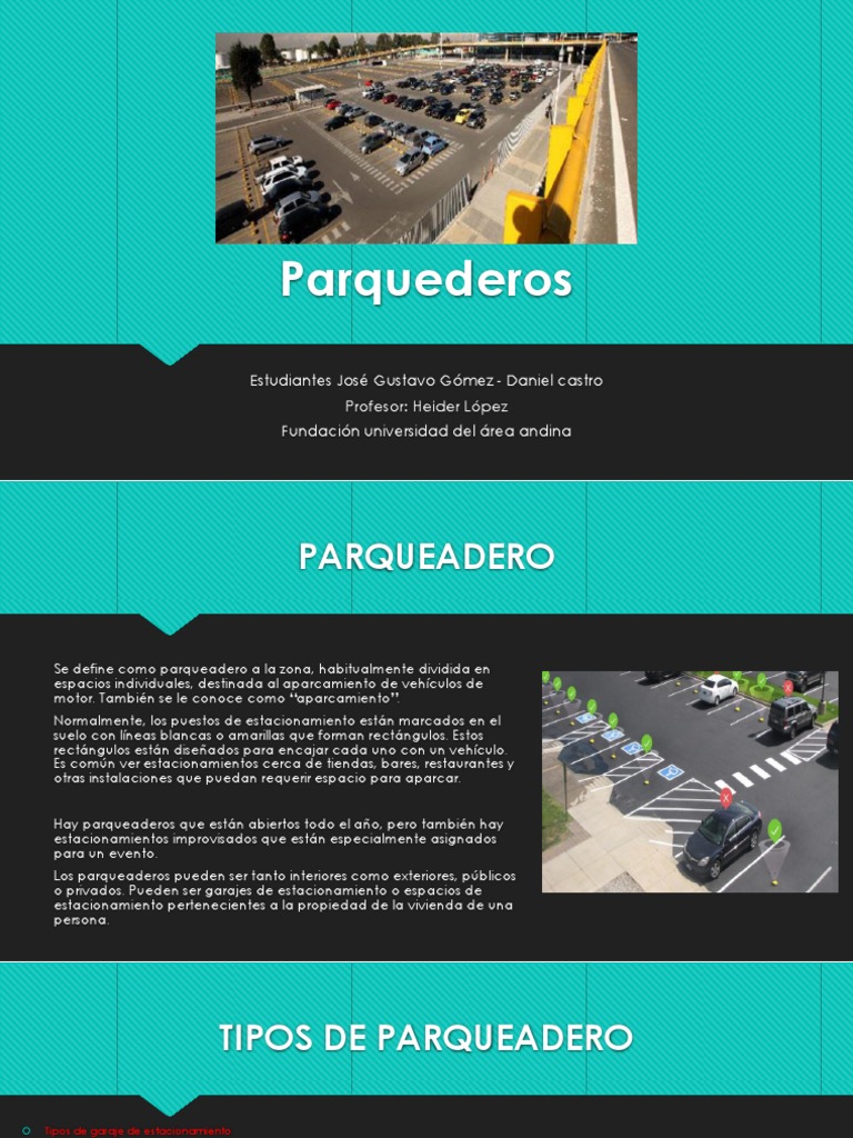 Tipos y Diseño de Parqueaderos | PDF | Estacionamiento | Transporte