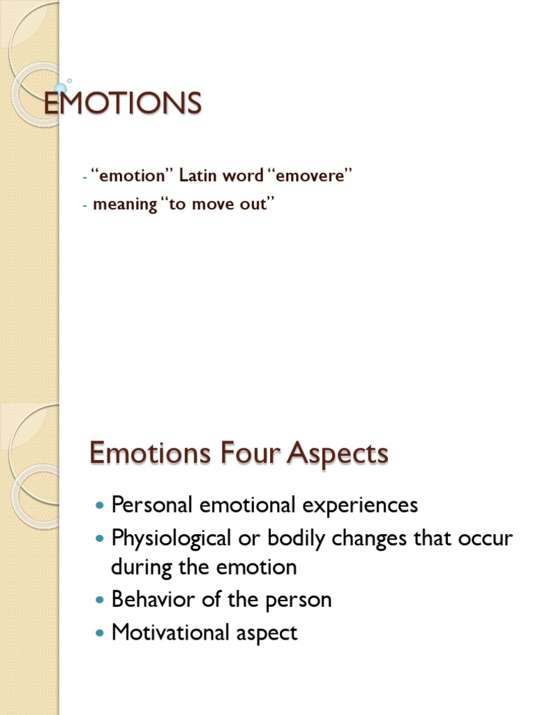 Emotions: "Emotion" Latin Word "Emovere" Meaning "To Move Out" | PDF | Anger | Emotions