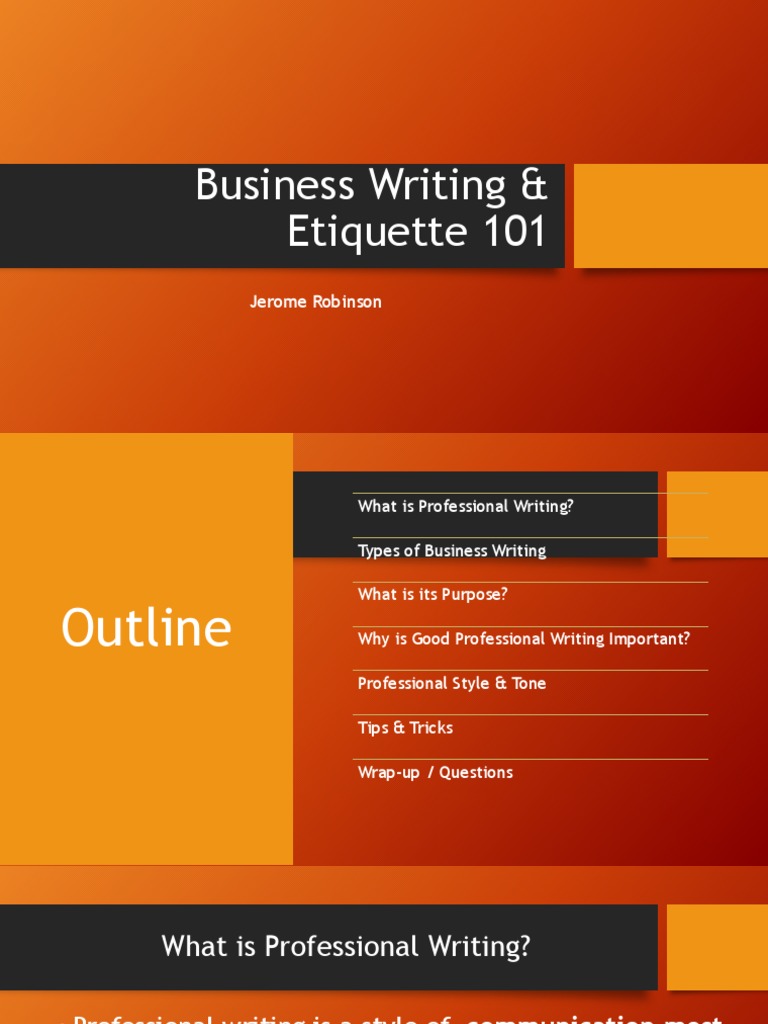 Business Writing & Etiquette 101: Jerome Robinson | PDF | Epistemology ...