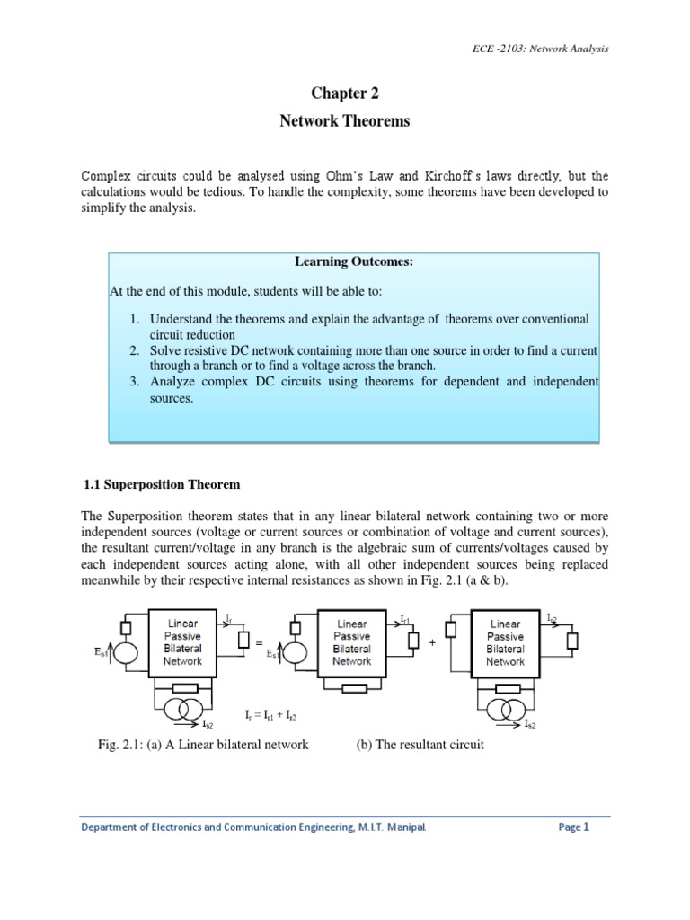 NETWORK ANALYSIS Chap.2 NETWORK THEOREMS PDF | PDF | Electrical Network | Network Analysis ...