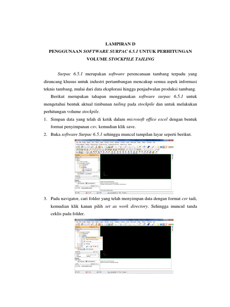 LAMPIRAN D Penggunaan Software Surpac | PDF