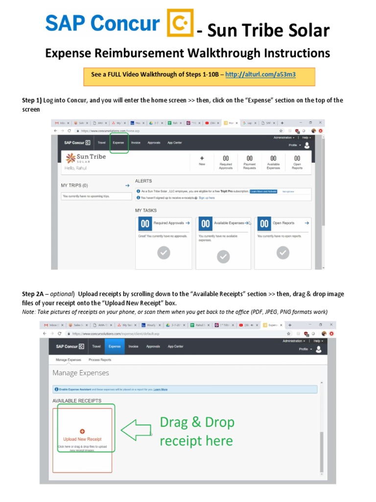 Concur (Sun Tribe Solar) Expense Report Walk-Through | PDF | Credit ...
