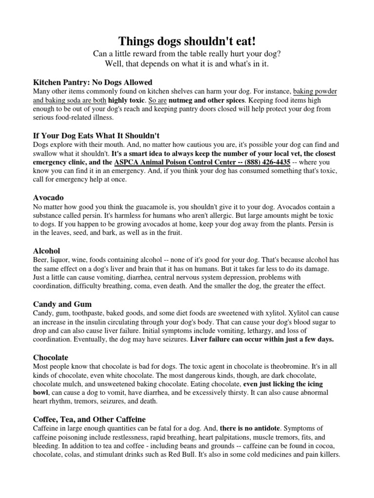 Dogs & Table Scraps | PDF | Chocolate | Caffeine