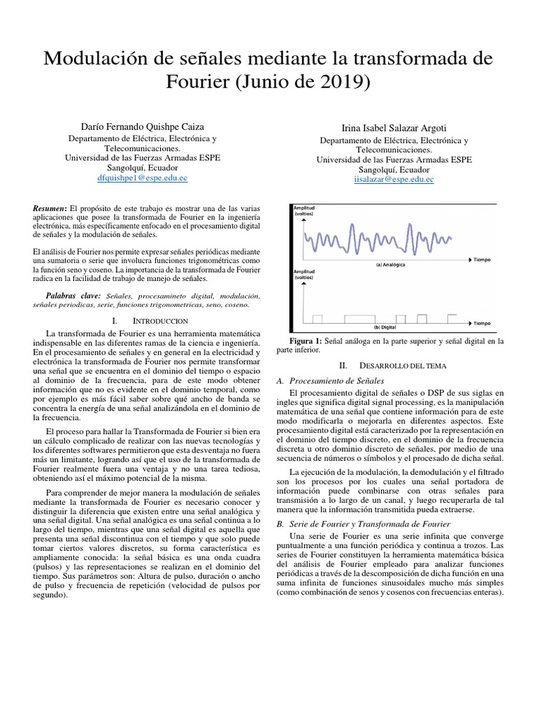 Modulación de Señales Mediante La Transformada de Fourier | PDF ...