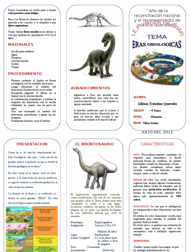 Triptico Eras Geologicas | PDF | Dinosaurios | Taxa