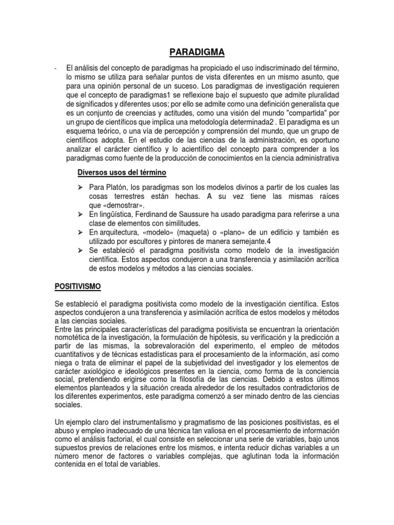 Análisis de Paradigmas en Investigación | PDF | Paradigma | Realismo ...