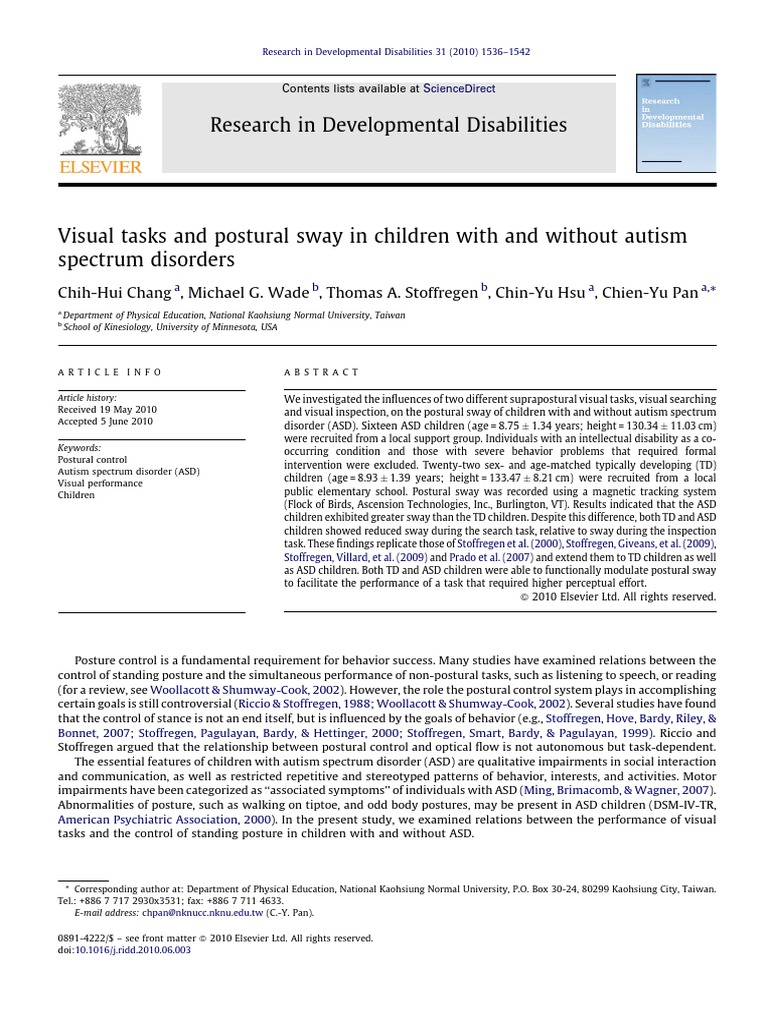 Research in Developmental Disabilities | PDF | Autism Spectrum | Autism