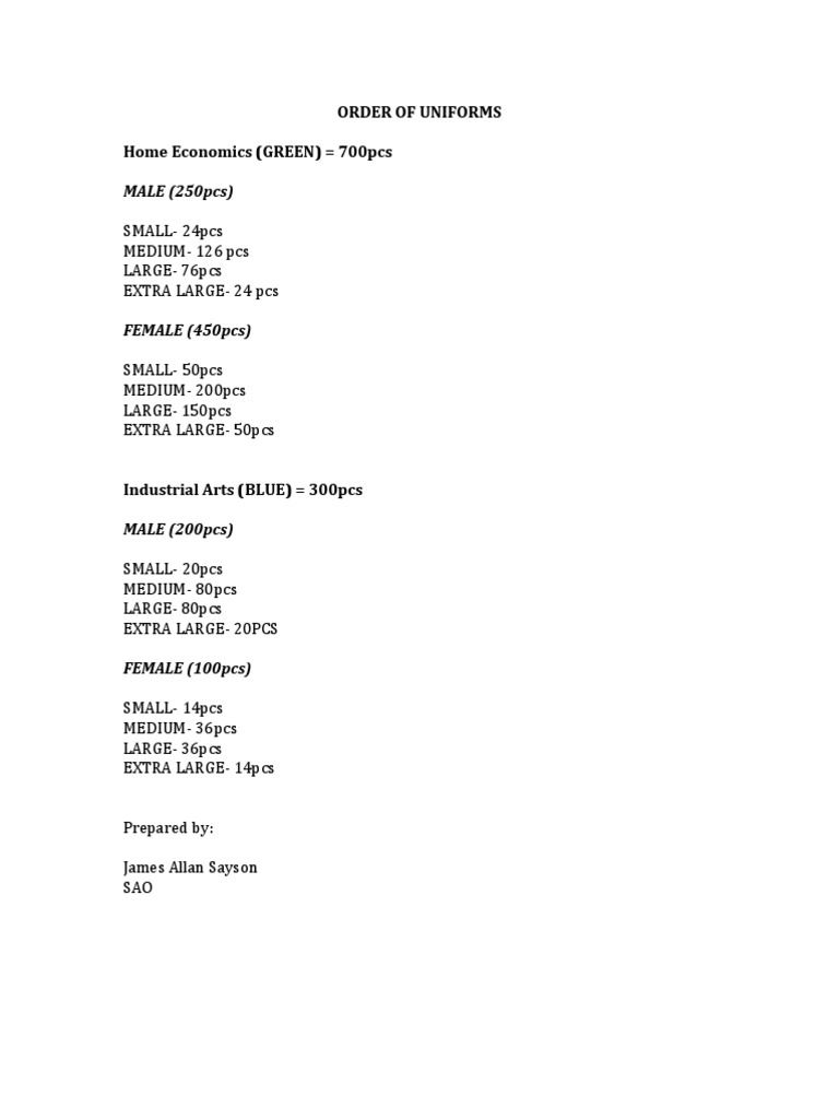 Order of Uniforms | PDF