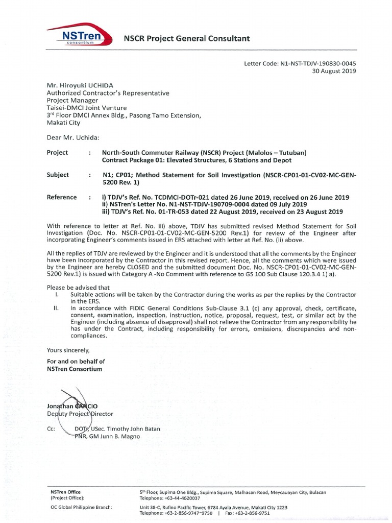 NST TDJV 090830 0045 - Method Statement For Soil Investigation (NSCR CP ...