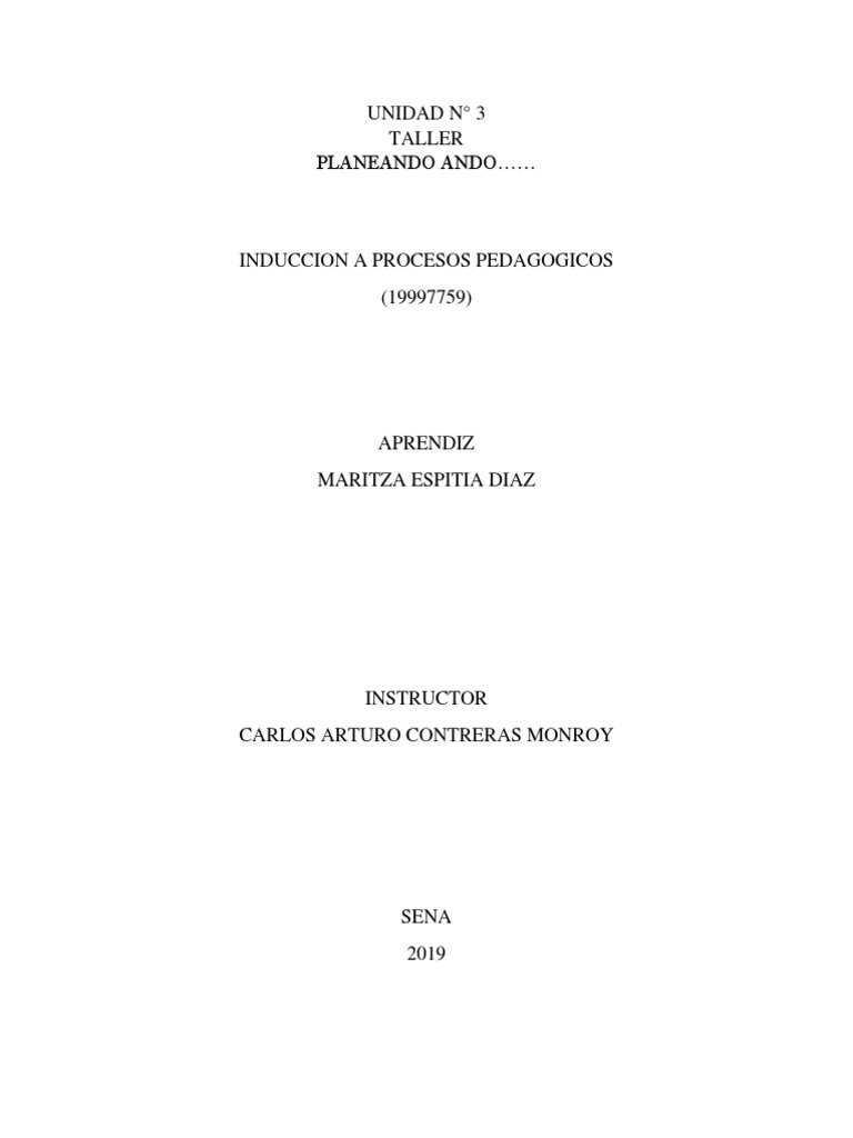 Taller Planeando Ando Sena | PDF | Salón de clases | Cognición