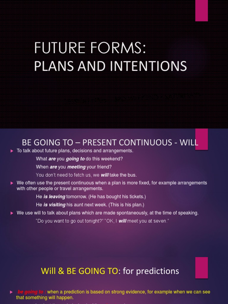 Future Forms: Plans and Intentions | PDF