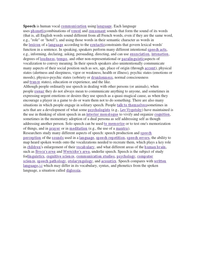 Human vocal communication using language | PDF | Speech | Symbols