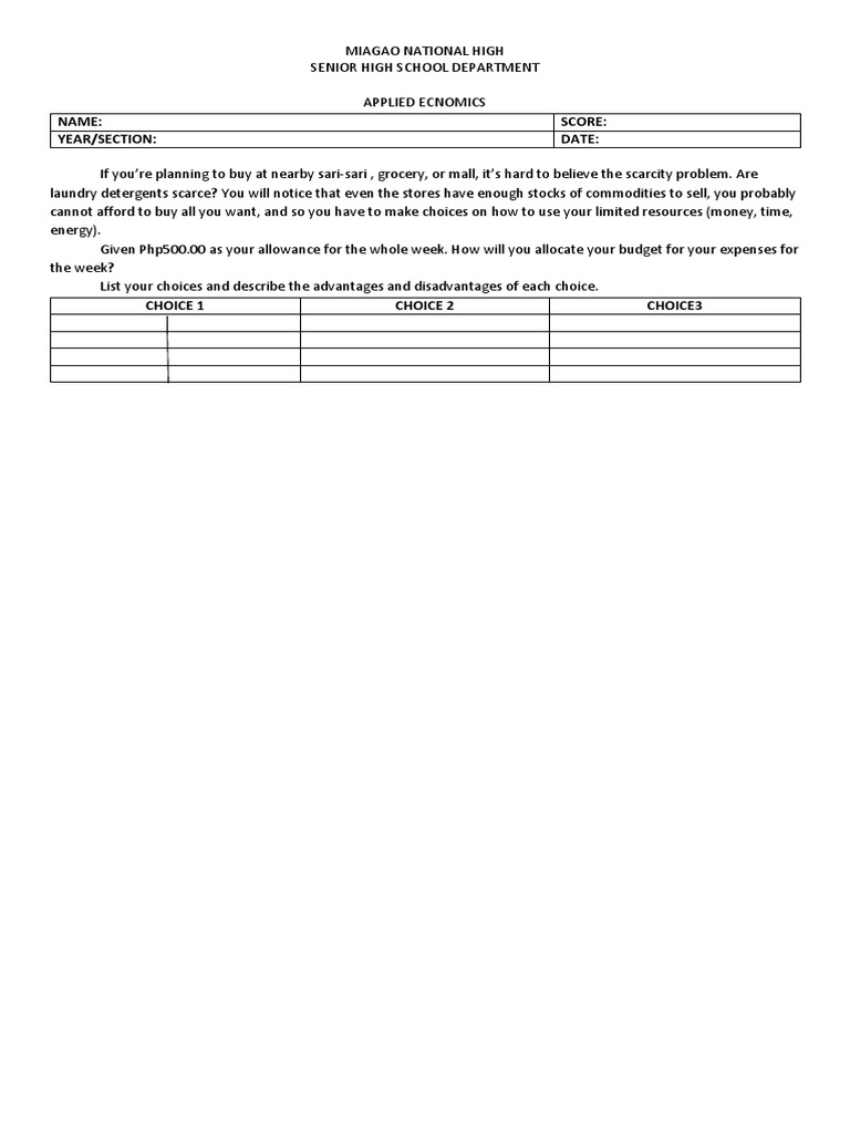 Activity Applied Econ | PDF