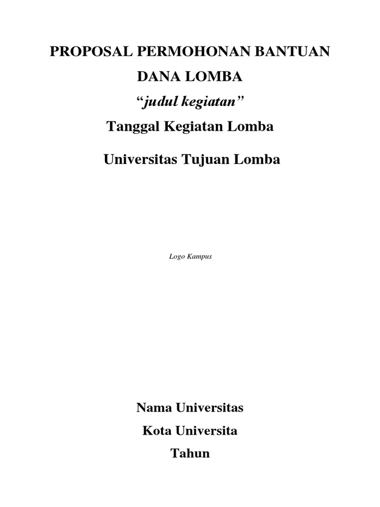 Proposal Pengajuan Dana Mengikuti Lomba | PDF
