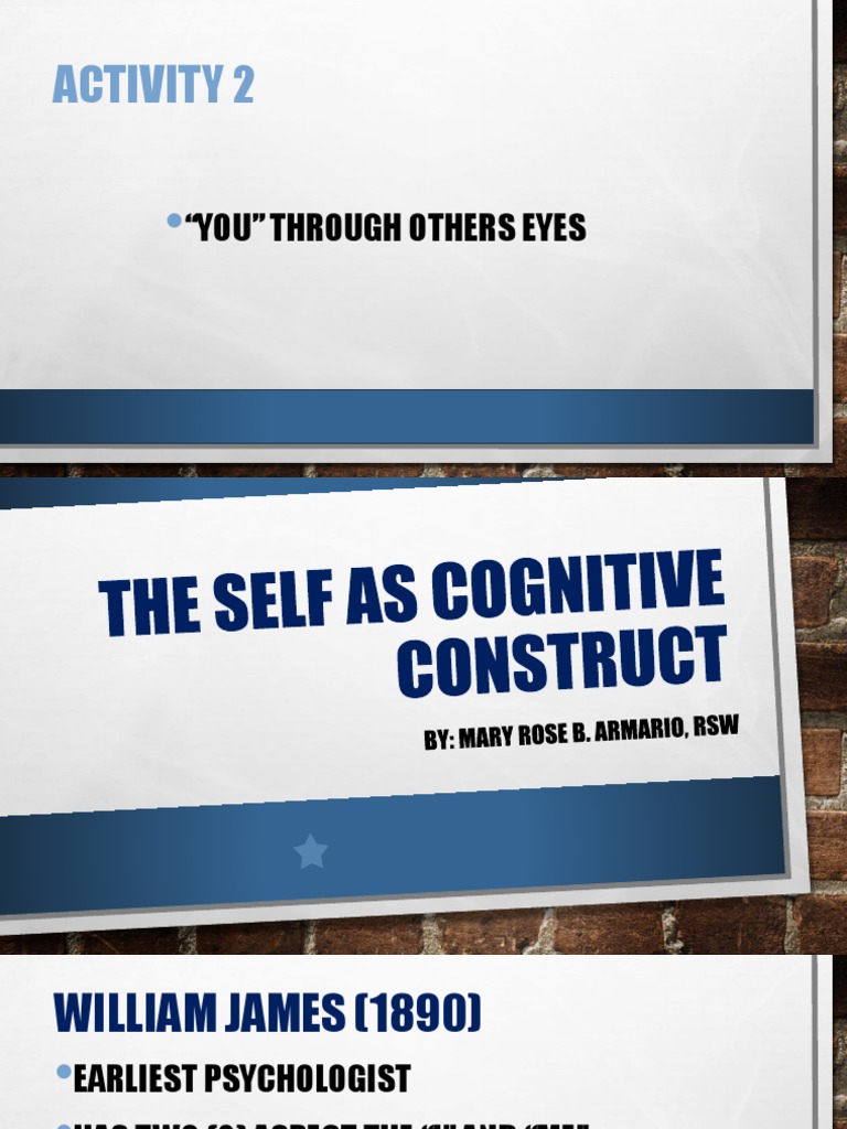 The Self As Cognitive Construct | PDF | Self | Applied Psychology