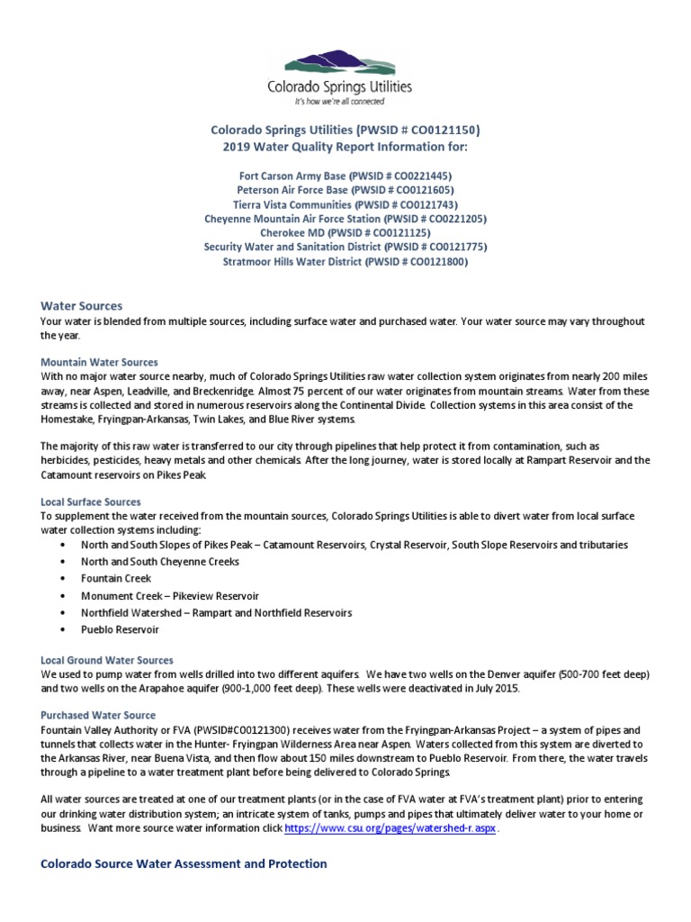 Colorado Springs Utilities 2019 Water Quality Report | PDF | Total ...