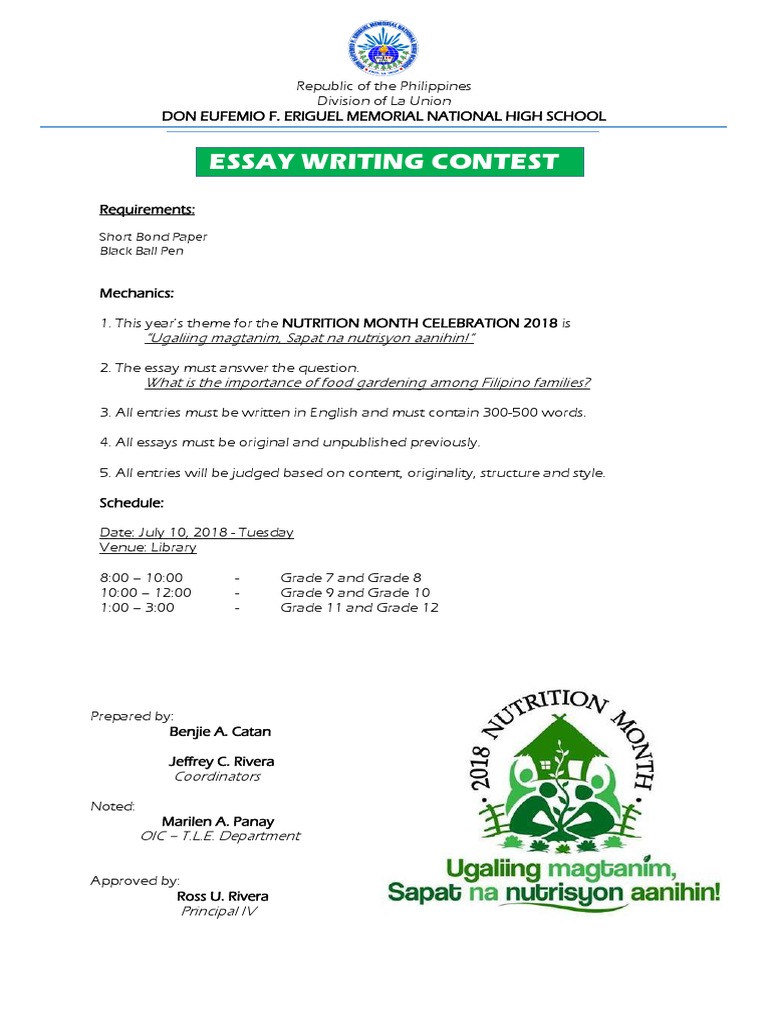 Essay Writing Contest: Short Bond Paper Black Ball Pen | PDF | Language ...