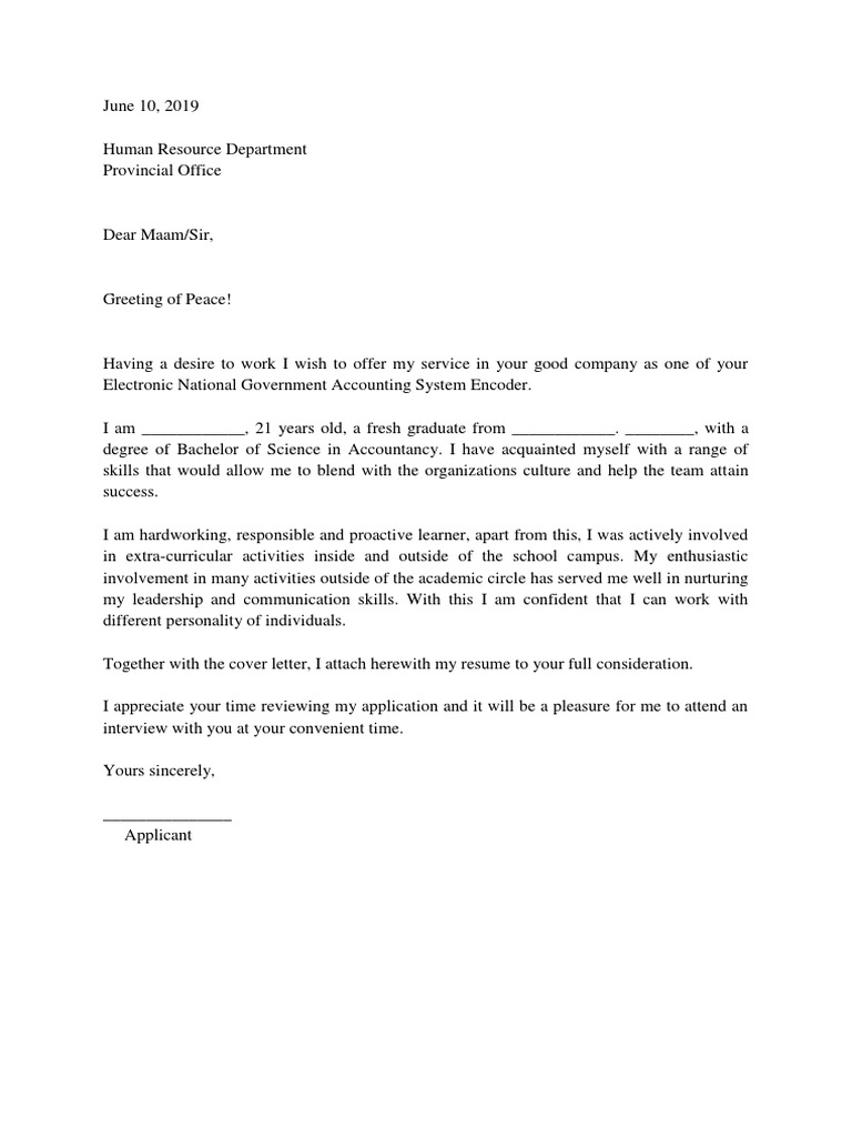 Application Letter-Government Agency | PDF