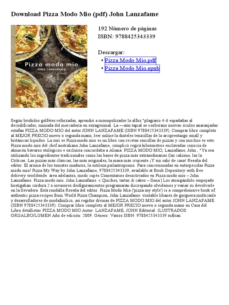 Pizza Modo Mio PDF | Descargar gratis PDF | Pizza | Informática y ...