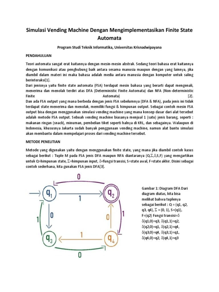 Simulasi Vending Machine Dengan Mengimplementasikan Finite State Automata | PDF