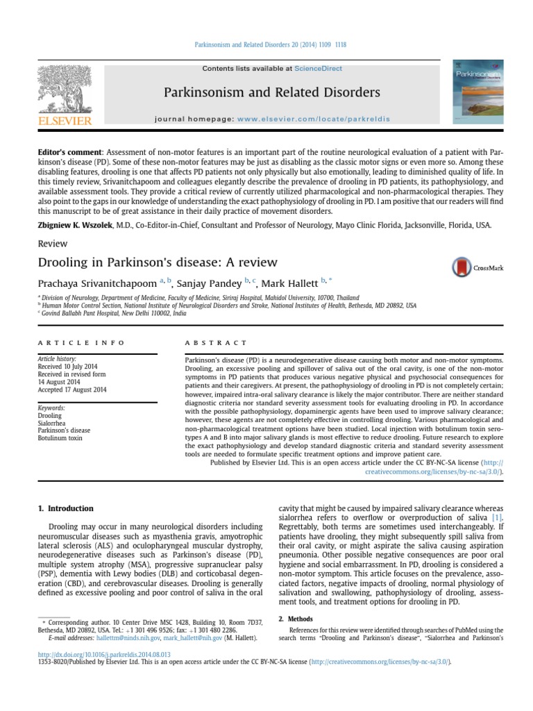 Drooling in Parkinson's Disease | PDF | Parkinson's Disease | Saliva