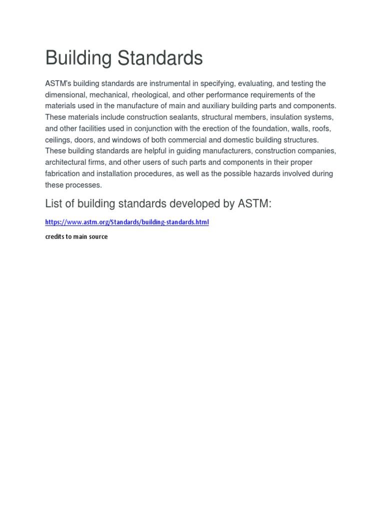 List of Building Standards Developed by ASTM | PDF