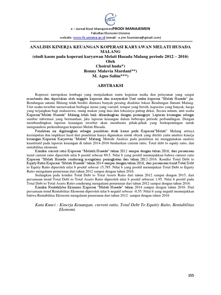 Analisis Kinerja Keuangan Koperasi Karyawan Melati Husada Malang | PDF