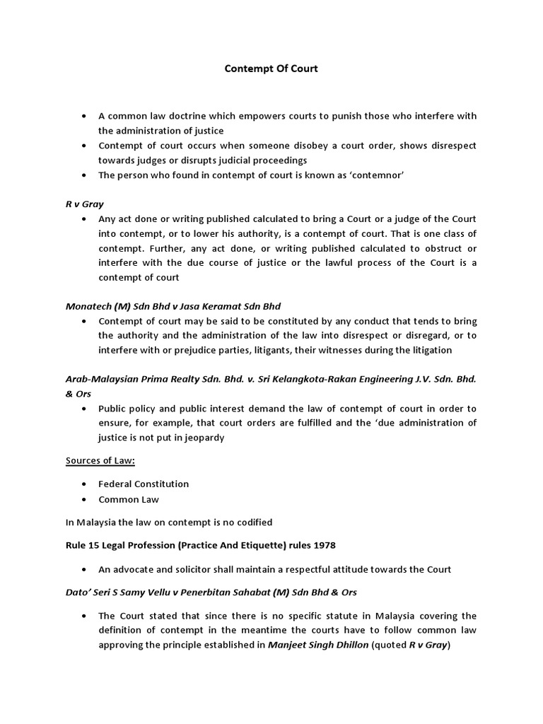 Contempt of Court | PDF | Contempt Of Court | Judge