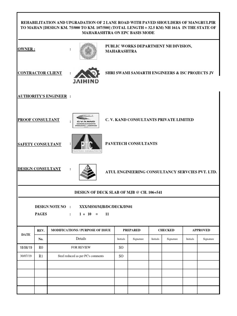 Deck Slab Design Report 300719 R1 | PDF | Structural Load | Strength Of ...