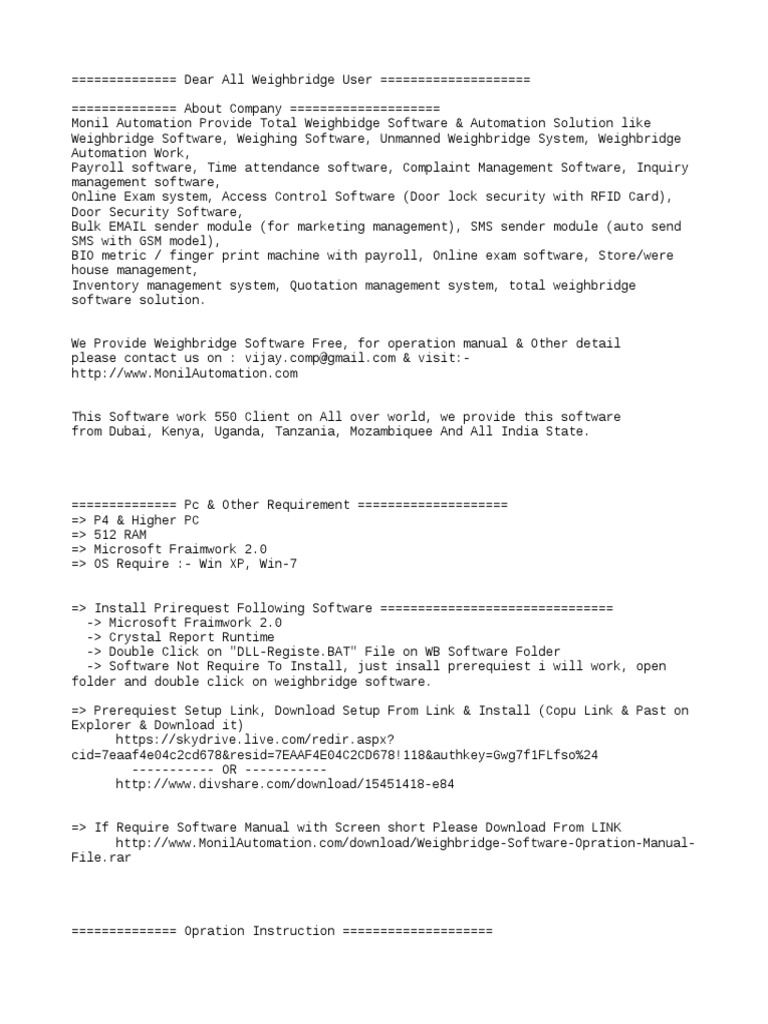 Free Weighbridge Software Overview | PDF | Microsoft Excel | Microsoft ...