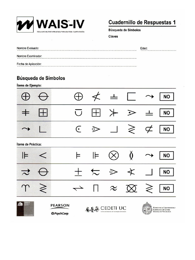 Cuadernillo de Respuestas 1 WAIS IV | PDF