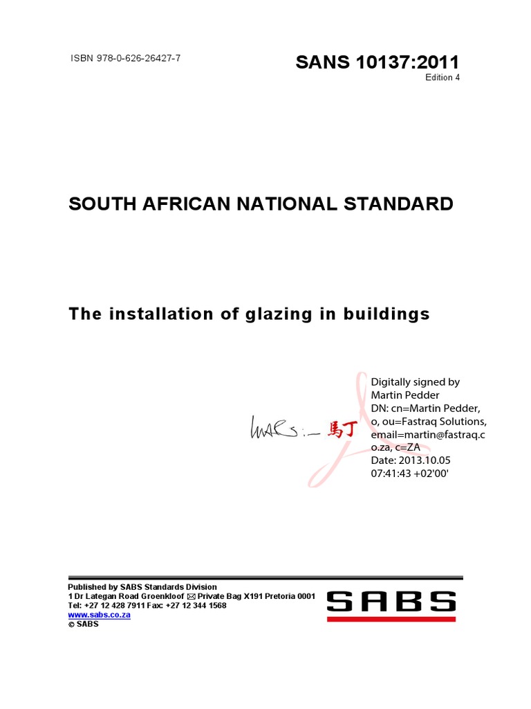 Sans 10137 2011 | PDF | Glasses | Building Insulation