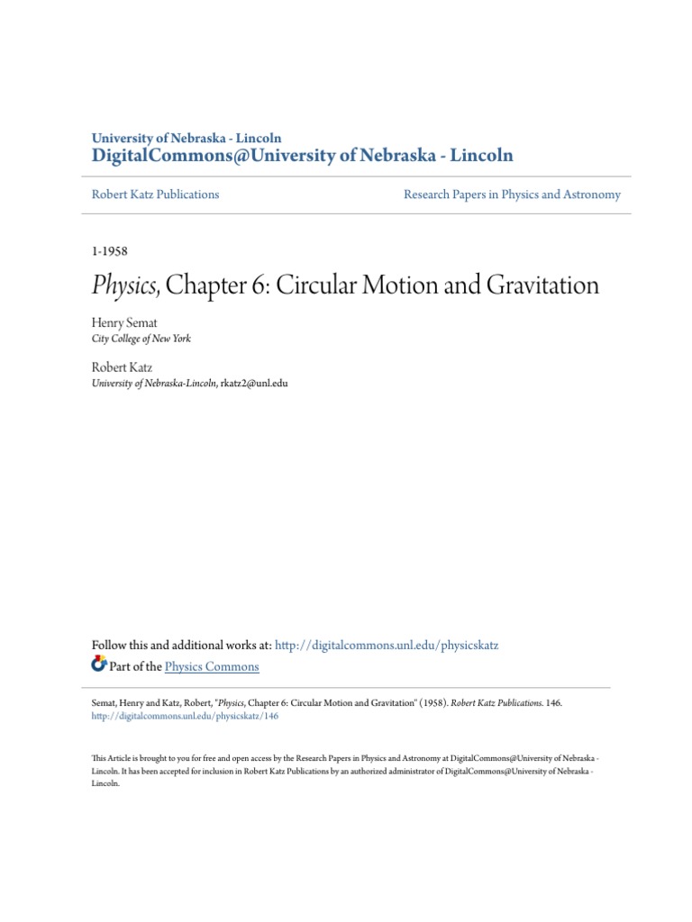 Physics, Chapter 6: Circular Motion and Gravitation: Digitalcommons ...
