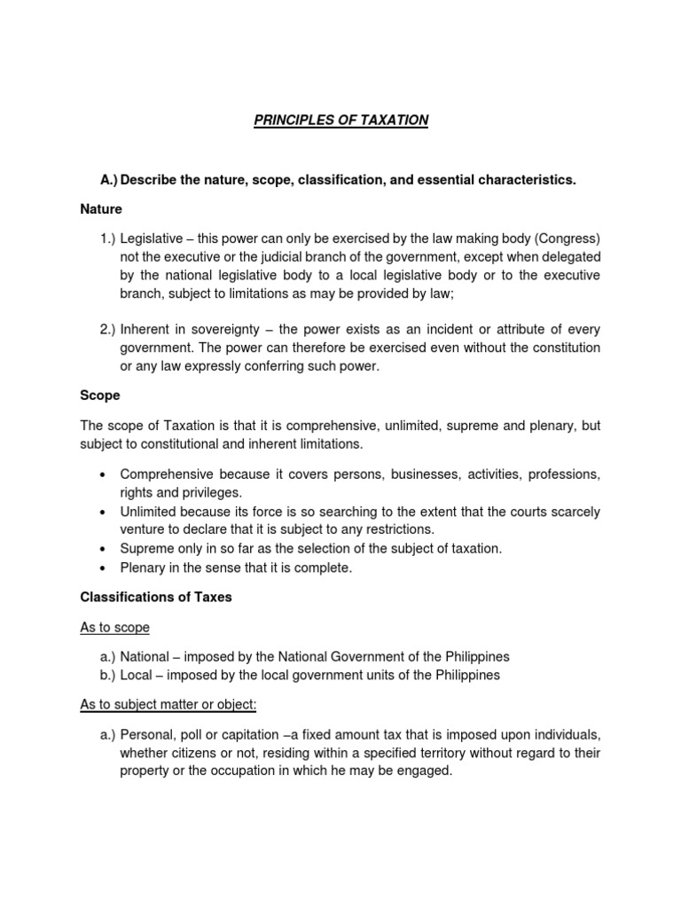 Principles and Scope of Taxation | PDF | Double Taxation | Taxes