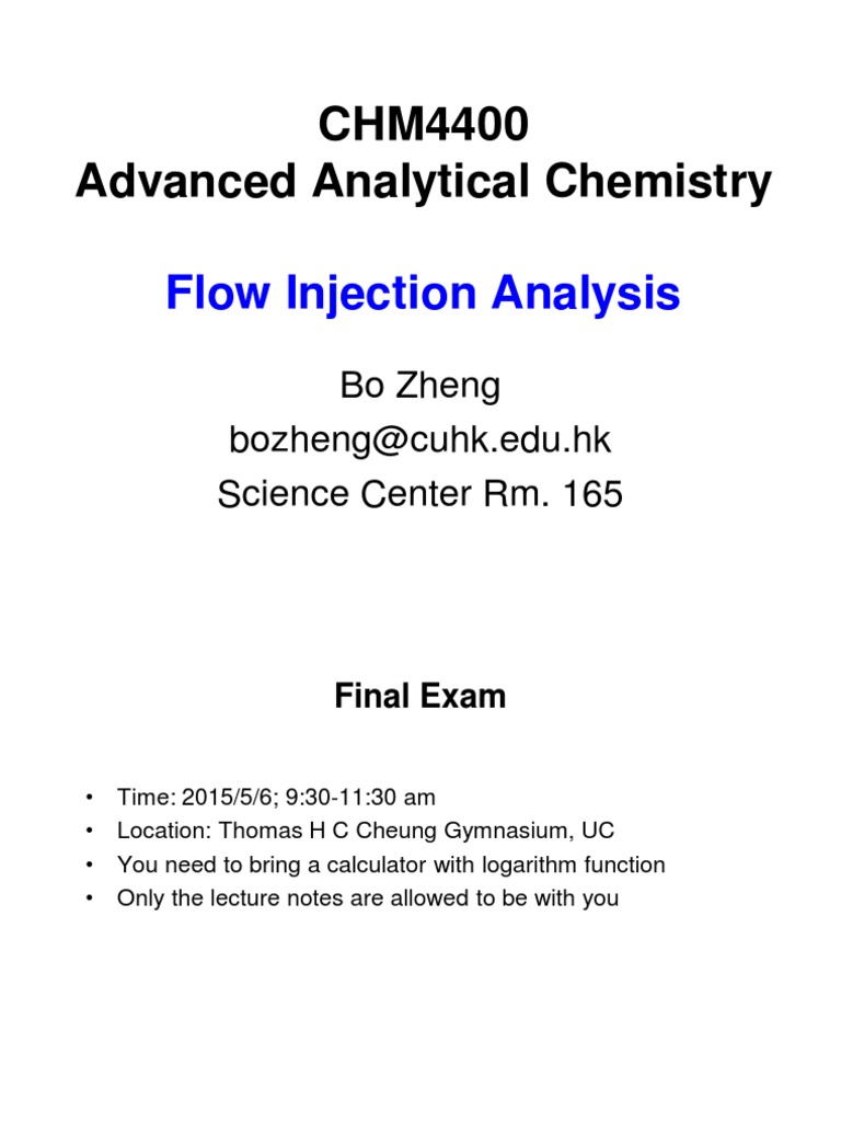 CHM4400 Advanced Analytical Chemistry: Flow Injection Analysis | PDF | Lactate Dehydrogenase ...