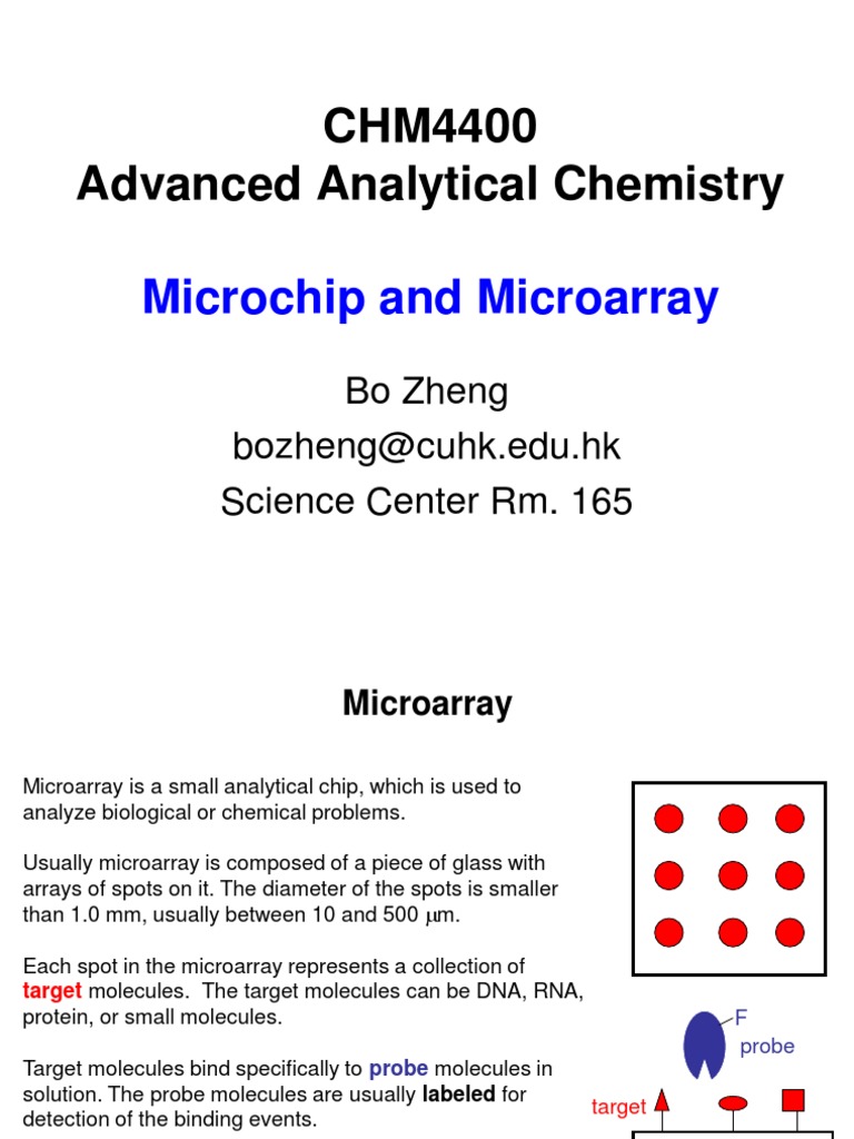 CHM4400 Advanced Analytical Chemistry: Microchip and Microarray | PDF | Dna Microarray | Proteins
