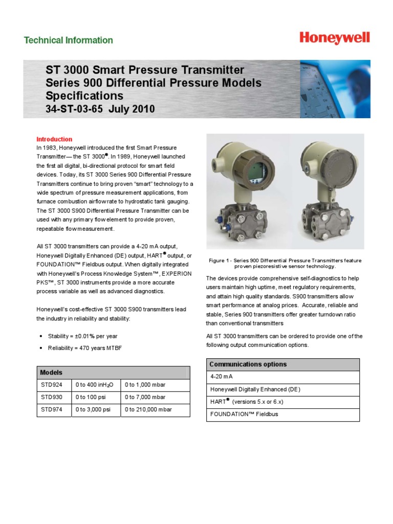 HoneyWell Pressure Transmitter | PDF | Pressure Measurement ...