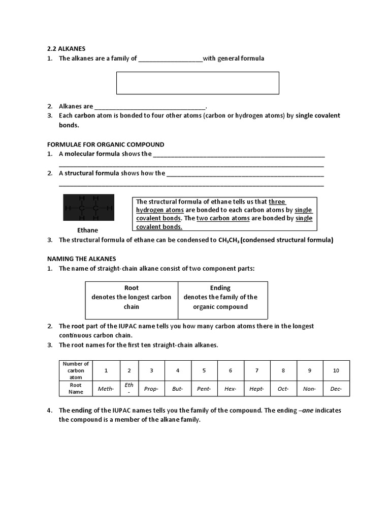 2.2 Alkanes: Meth-Eth - Prop - But - Pent - Hex - Hept - Oct - Non ...