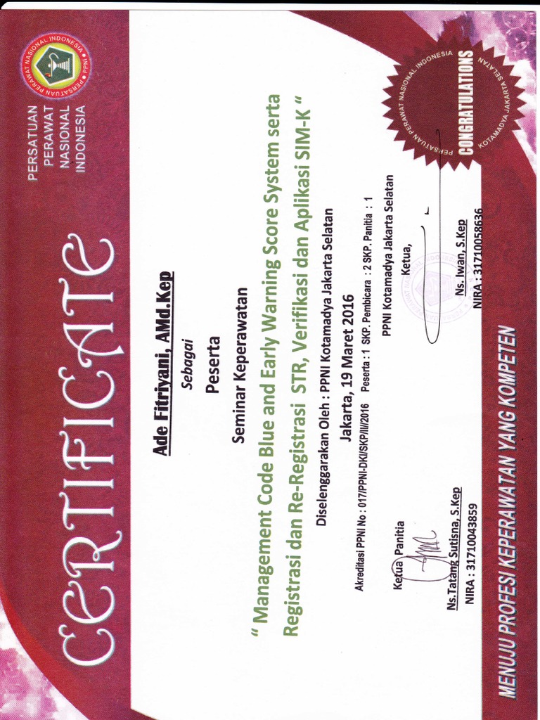 Sertifikat Manajemen Code Blue | PDF