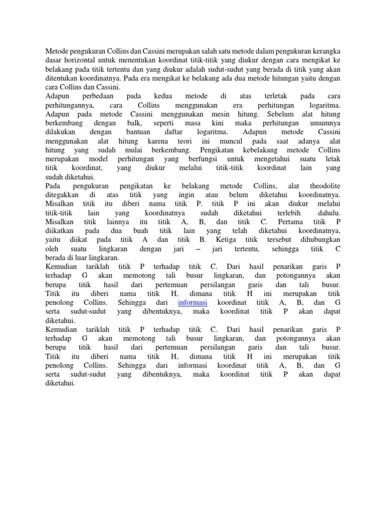 Metode Pengukuran Collins Dan Cassini Merupakan Salah Satu Metode Dalam ...