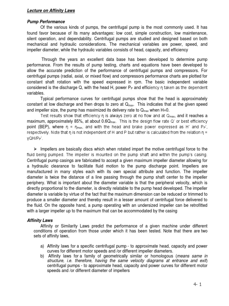 Lecture On Affinity Laws Pump Performance | PDF | Pump | Chemical ...