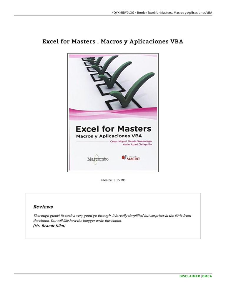Excel For Masters Macros y Aplicaciones Vba Book | PDF | Visual Basic para Aplicaciones | Macro ...